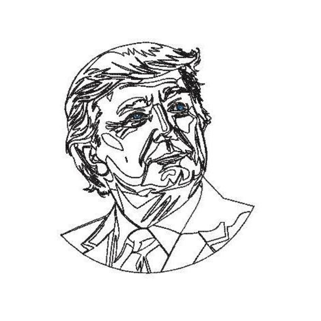 Machine Embroidery Donald Trump, A Drawing of Donald Trump Face ...