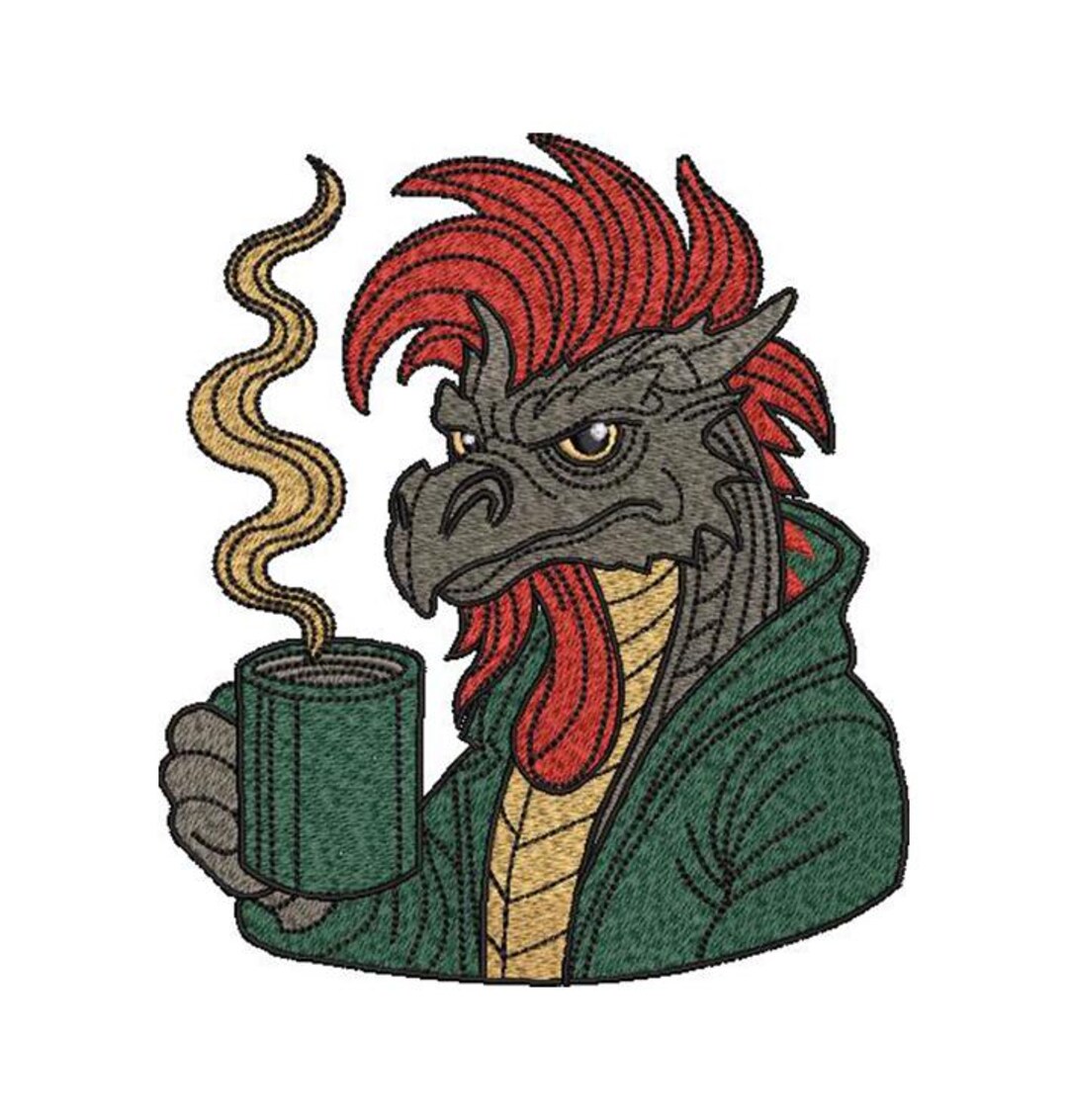 Grumpy Dragon1 Embroidery Pattern Embroidery Dragon Machine Embroidery ...