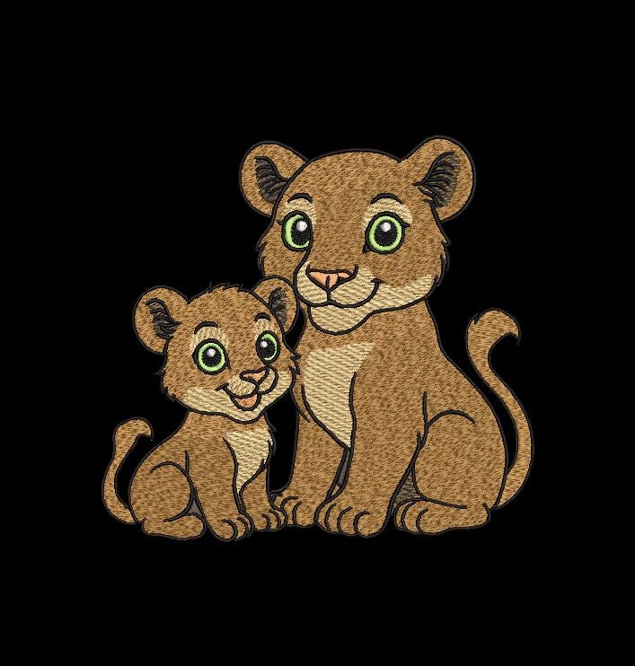 Baby Lioness and Mom Embroidery Design: Adorable Lion Cub (digital File ...