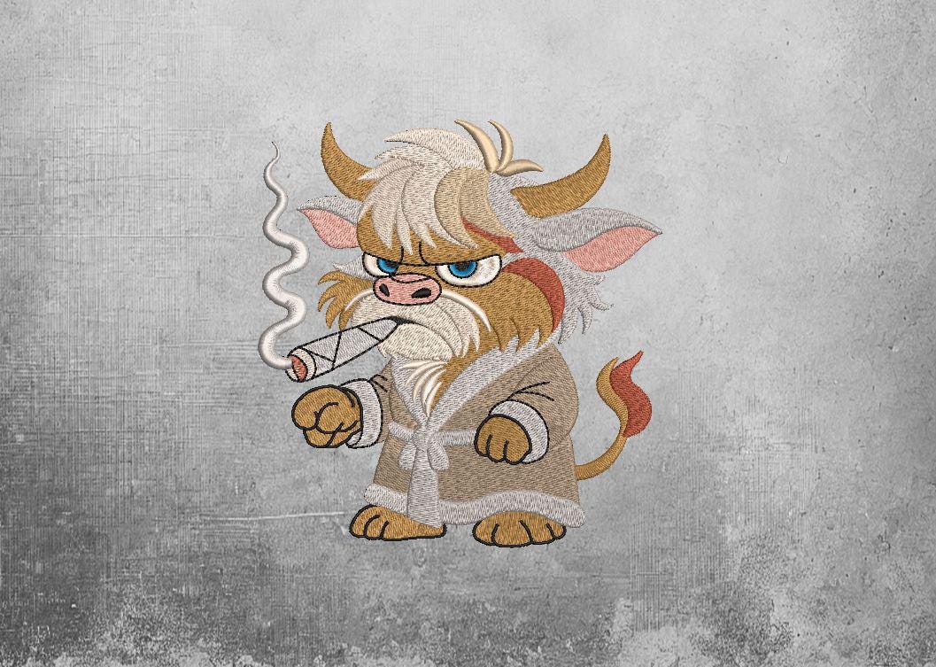 Grumpy Bison Embroidery Design: Cigar-smoking Animal (digital File) - Etsy