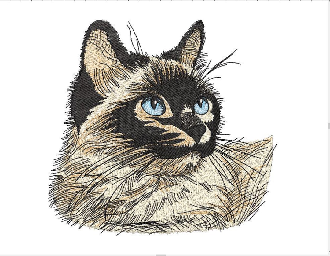 Siamese Cat Face Machine Embroidery Design: 5 Sizes (instant Download ...