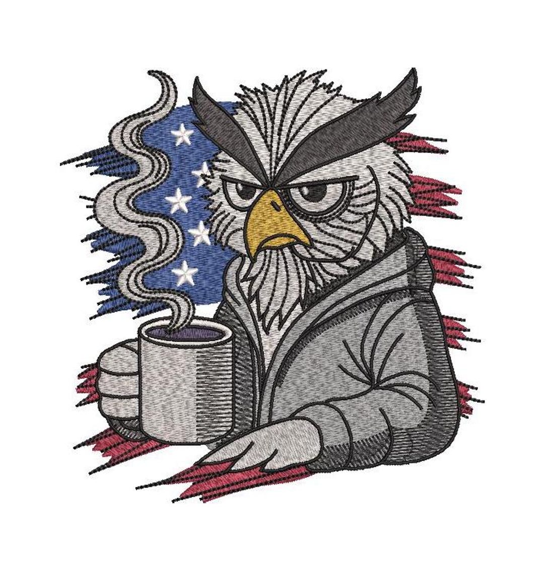 Liberty Eagle Mug Machine Embroidery Design Celebrating the 4th of July ...
