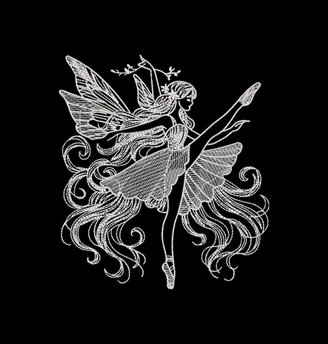 Starlight Fairy Machine Embroidery Design: Black Fabric, 8 Formats - Etsy