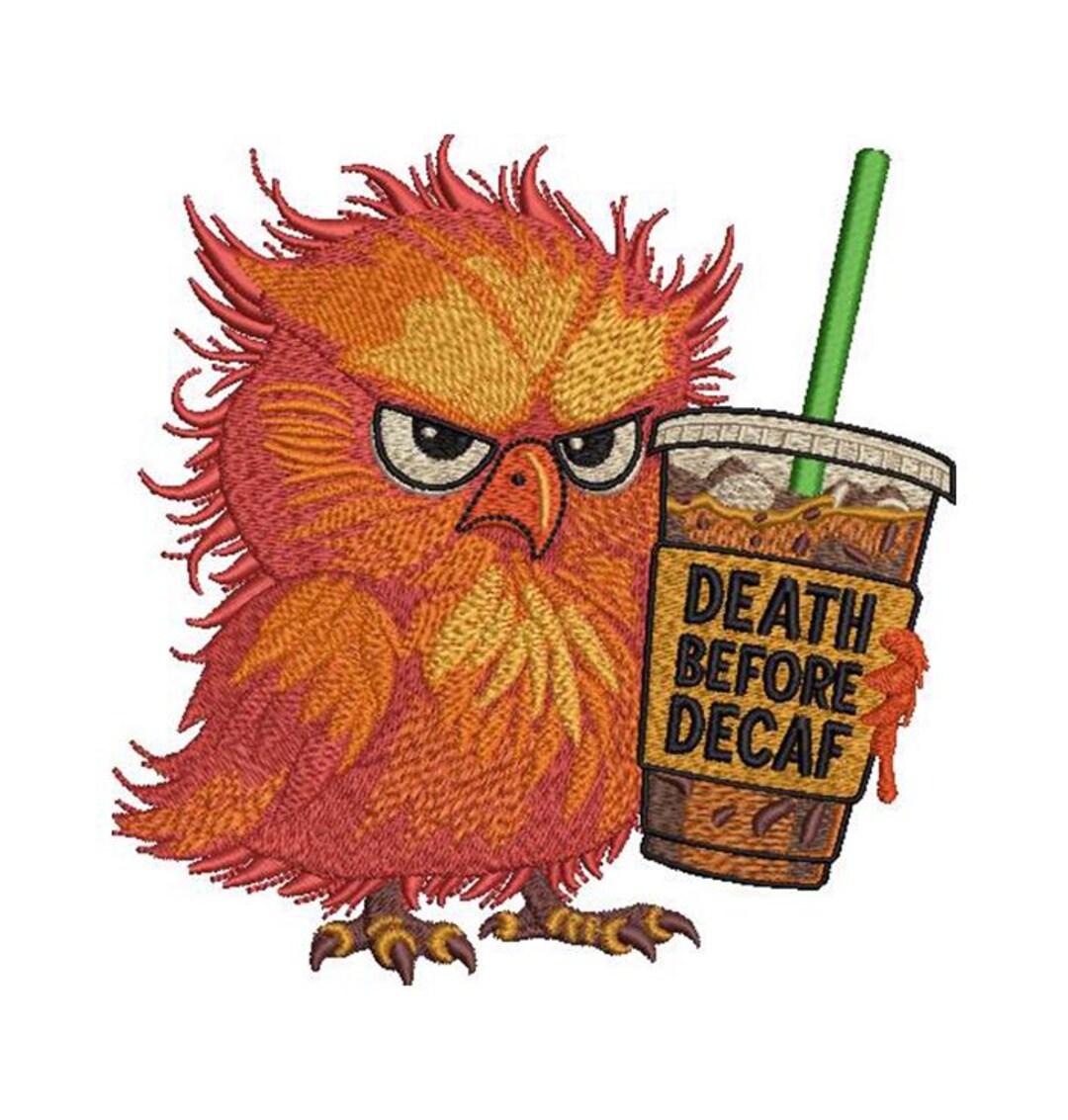 Grumpy Owlbert Embroidery Pattern Embroidery Grumpy Owl and Coffee ...
