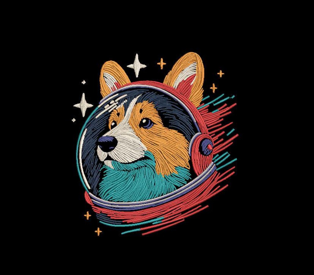 Machine Embroidery Corgi Dog Face , Corgi Dog Animal Machine Embroidery ...