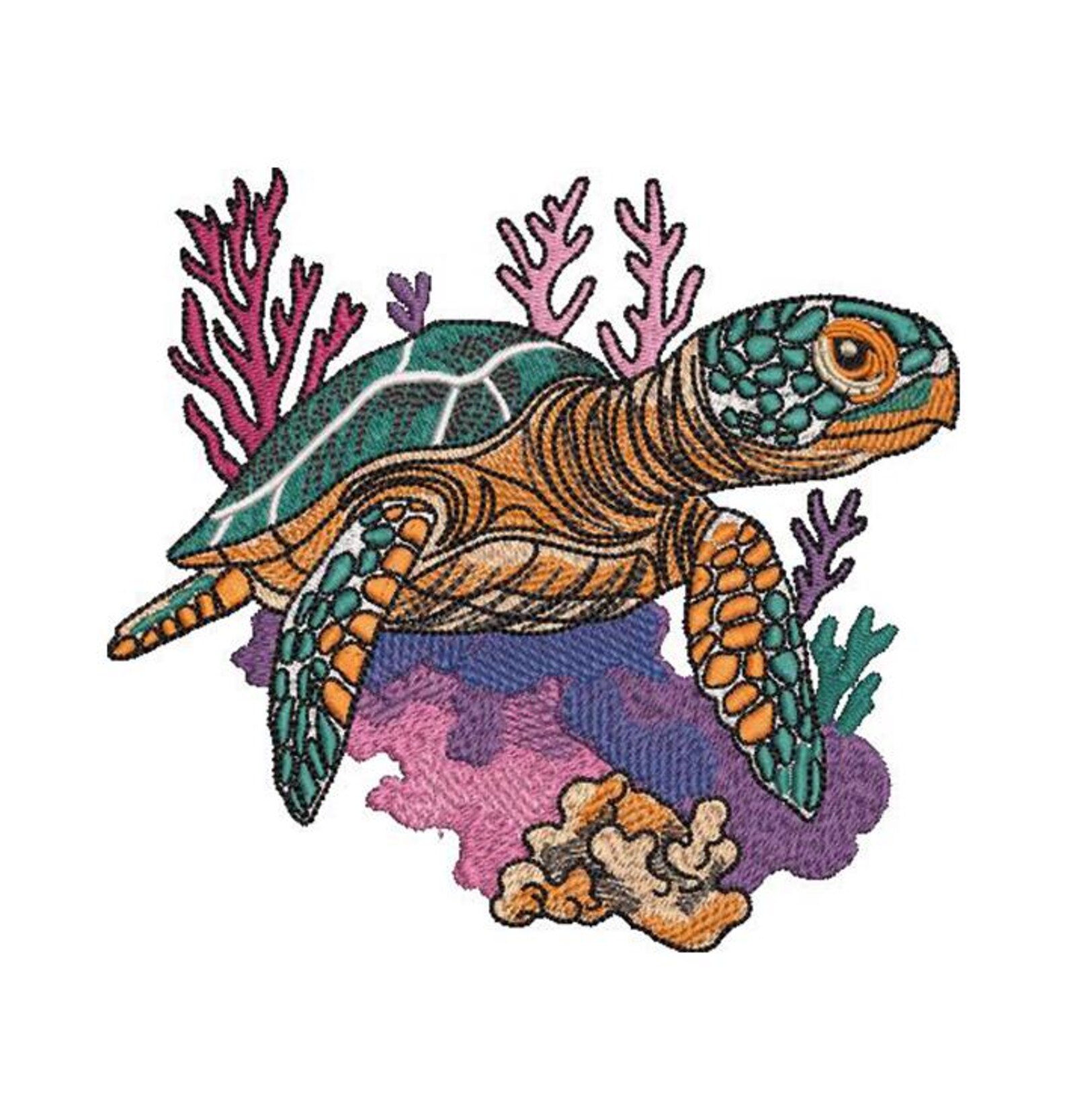 Colorful Sea Turtle Machine Embroidery Design: 8 Formats, 5 Sizes ...