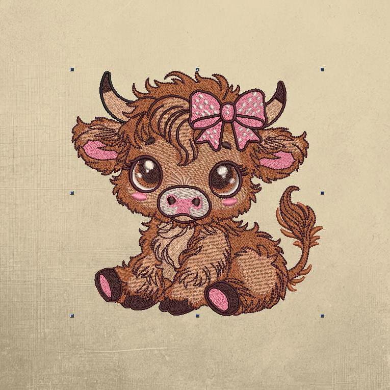 Cute Highland Cow Embroidery Design Highland Embroidery Machine ...