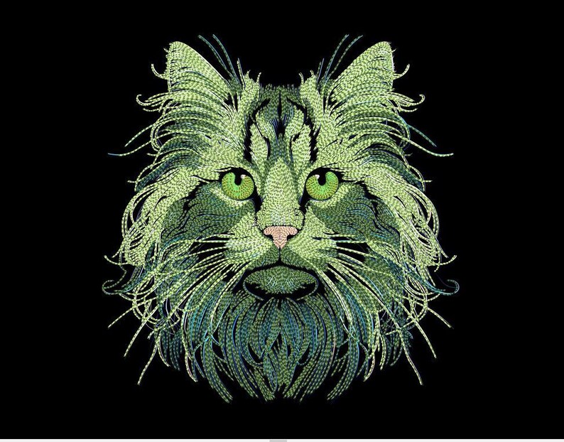 Neon Cat Face Machine Embroidery Design (digital Download) - Etsy