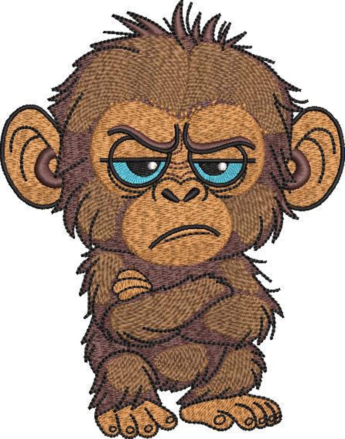Grumpy Monkey Embroidery Design: Machine Embroidery File (6 Sizes, 8 ...