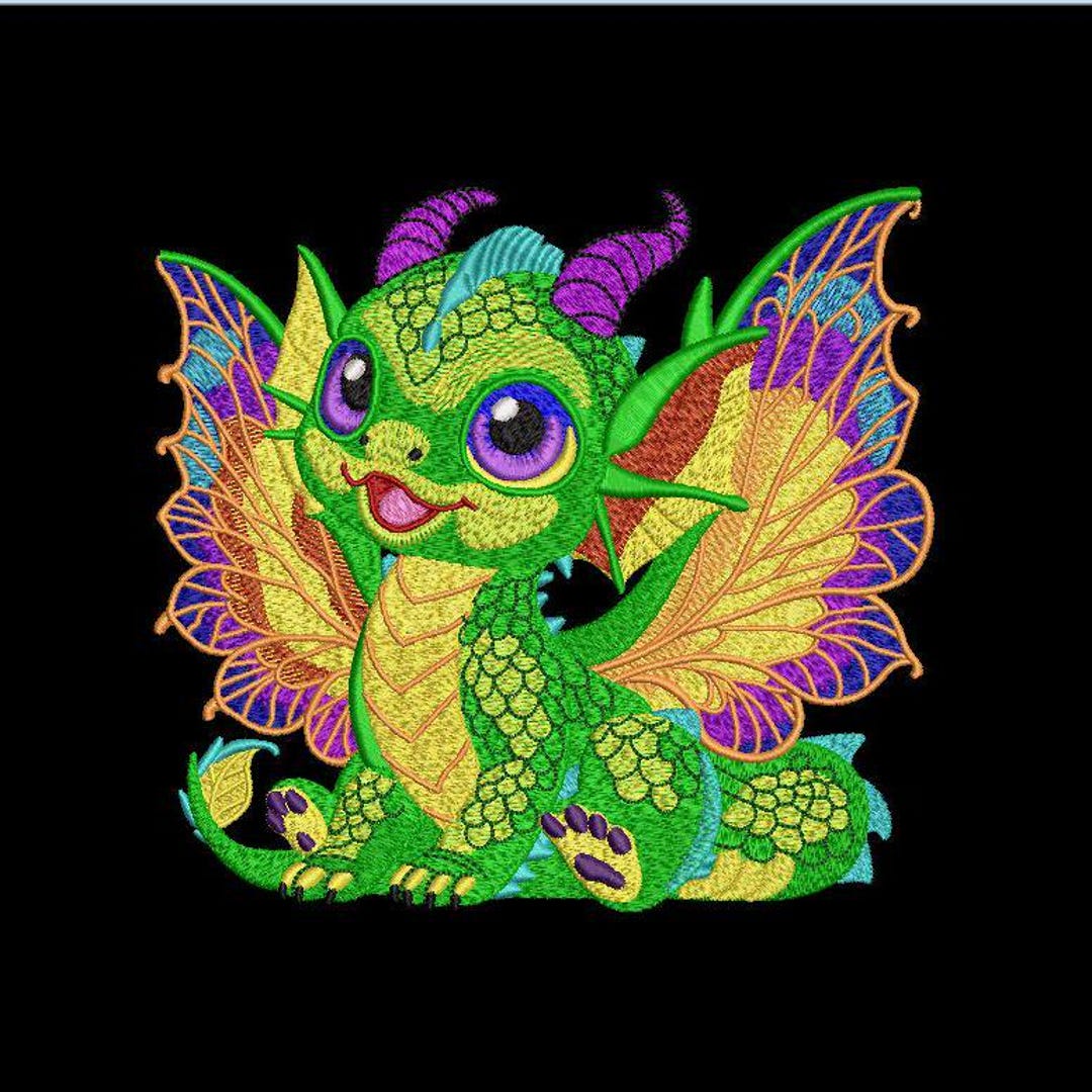 Colorful Fantasy Dragon Embroidery Pattern Embroidery Dragon Machine ...