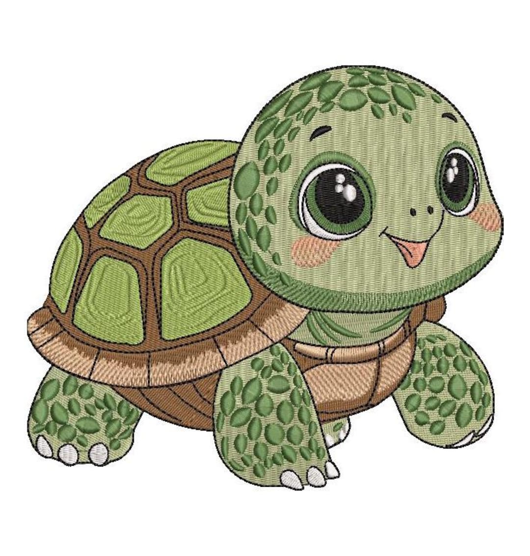 Happy Baby Turtle Embroidery Design: Sweet Animal Applique (8 Formats ...