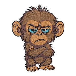 Grumpy Monkey Embroidery Design: Machine Embroidery File (6 Sizes, 8 ...