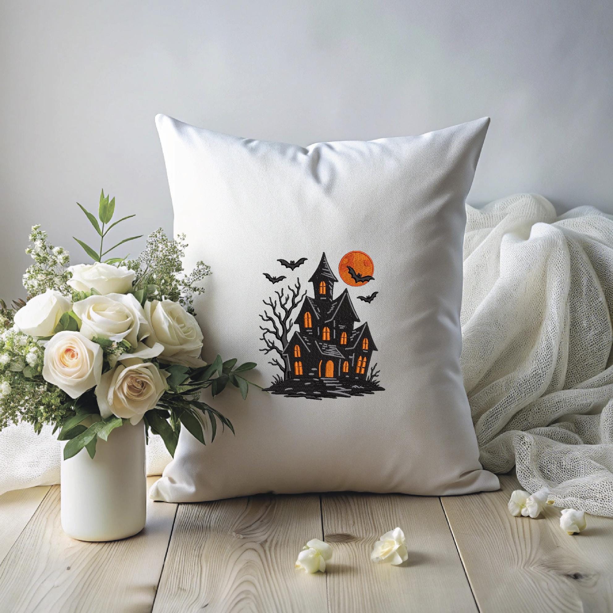 Haunted Home Machine Embroidery Design: Spooky Halloween Art (digital ...