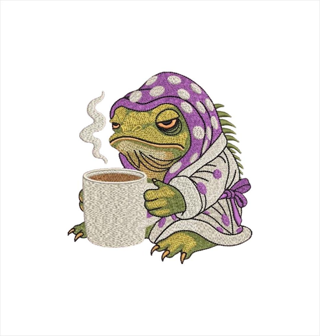 Grumpy Lizard Machine Embroidery Design: Iguana in Pajamas (digital ...