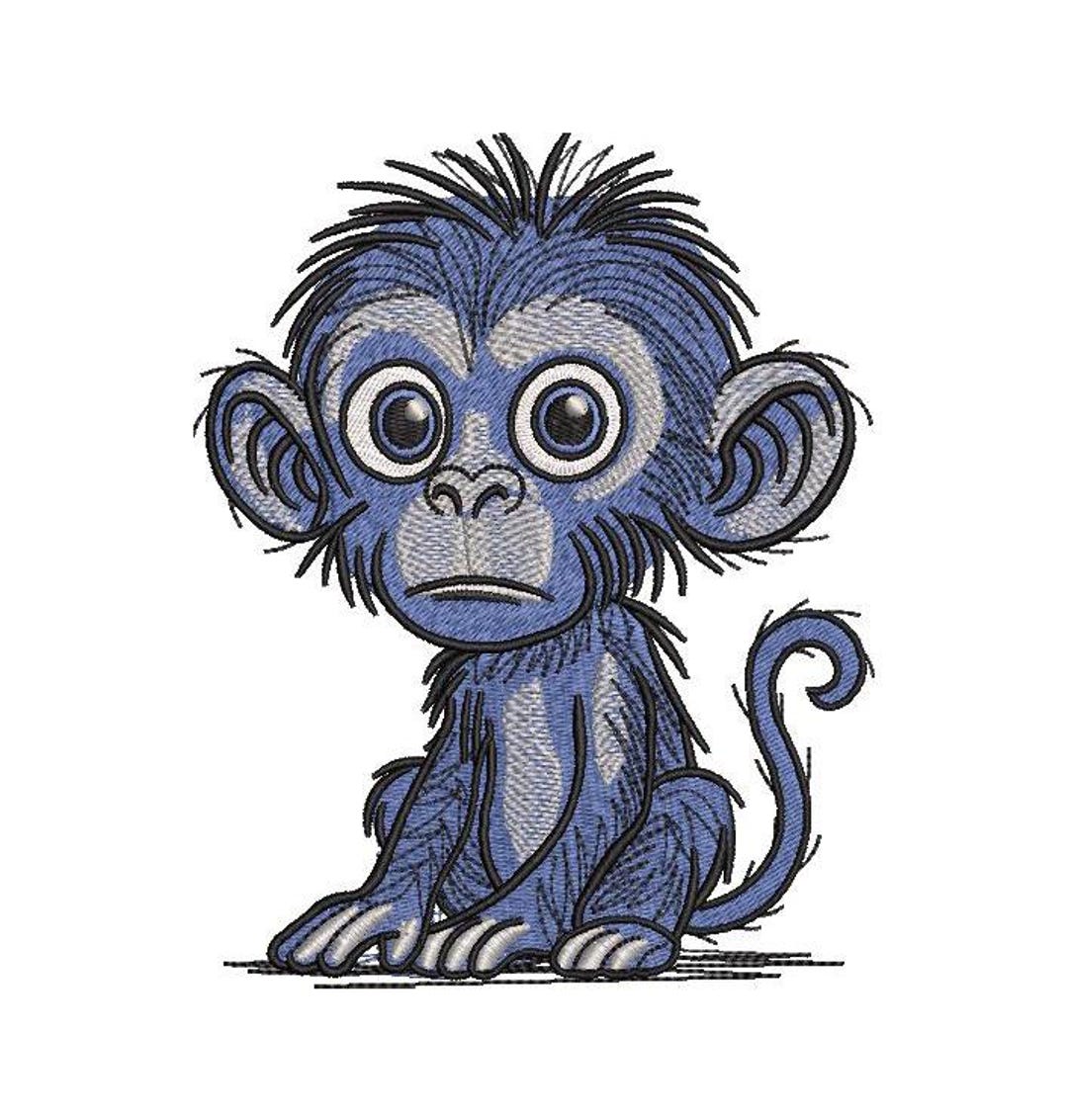 Monkey Blues Embroidery Design Embroidery Monkey Blue Machine ...