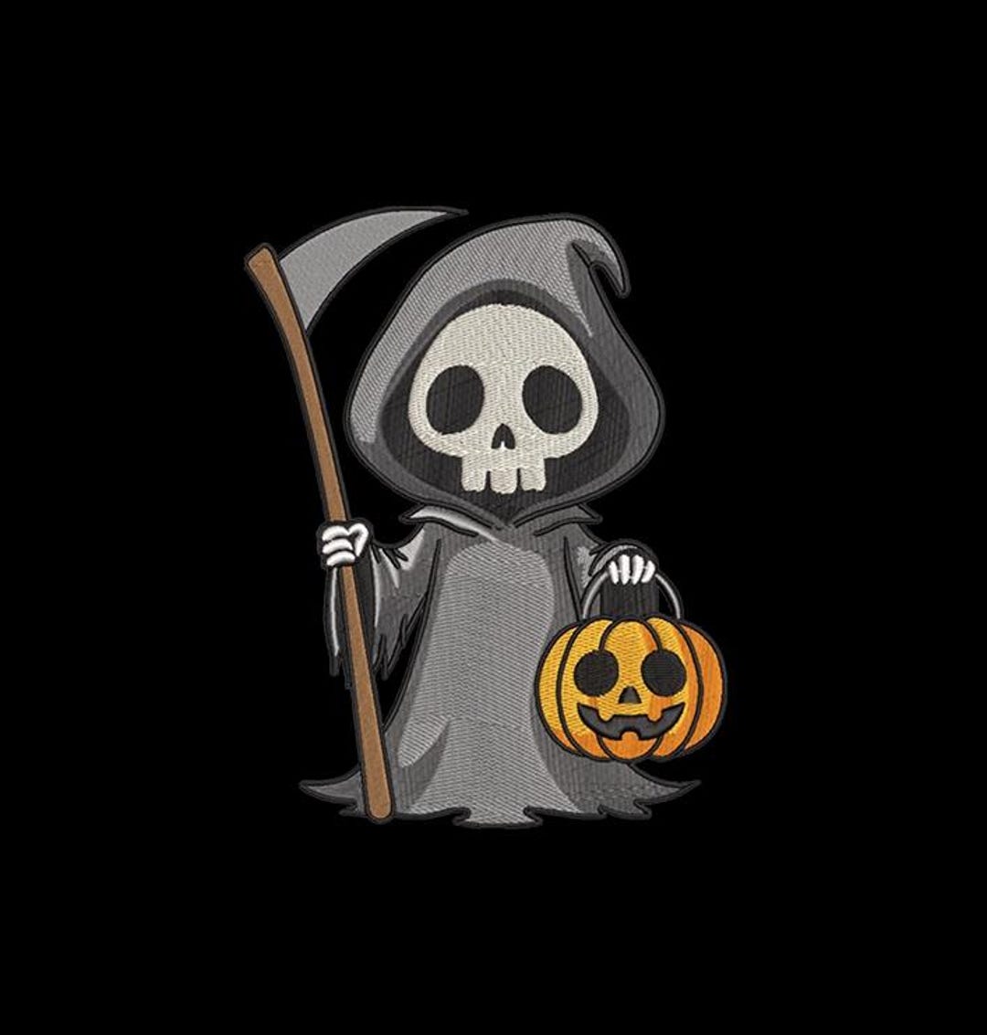 Pump Reap Machine Embroidery Design: Halloween Pumpkin Reaper Machine ...