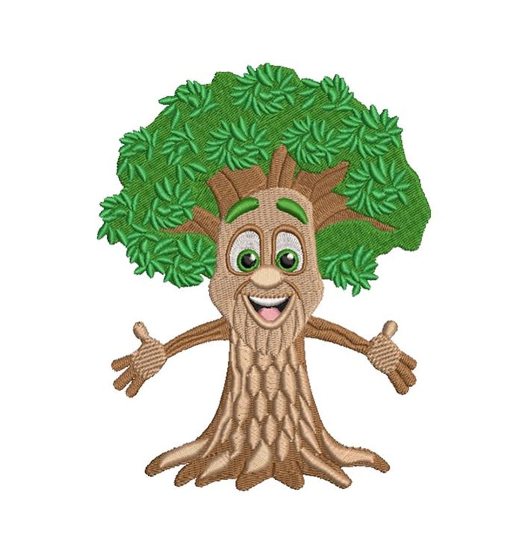 Smiley Tree Guy Embroidery Design: Cartoon Tree Art (digital File, 5 ...