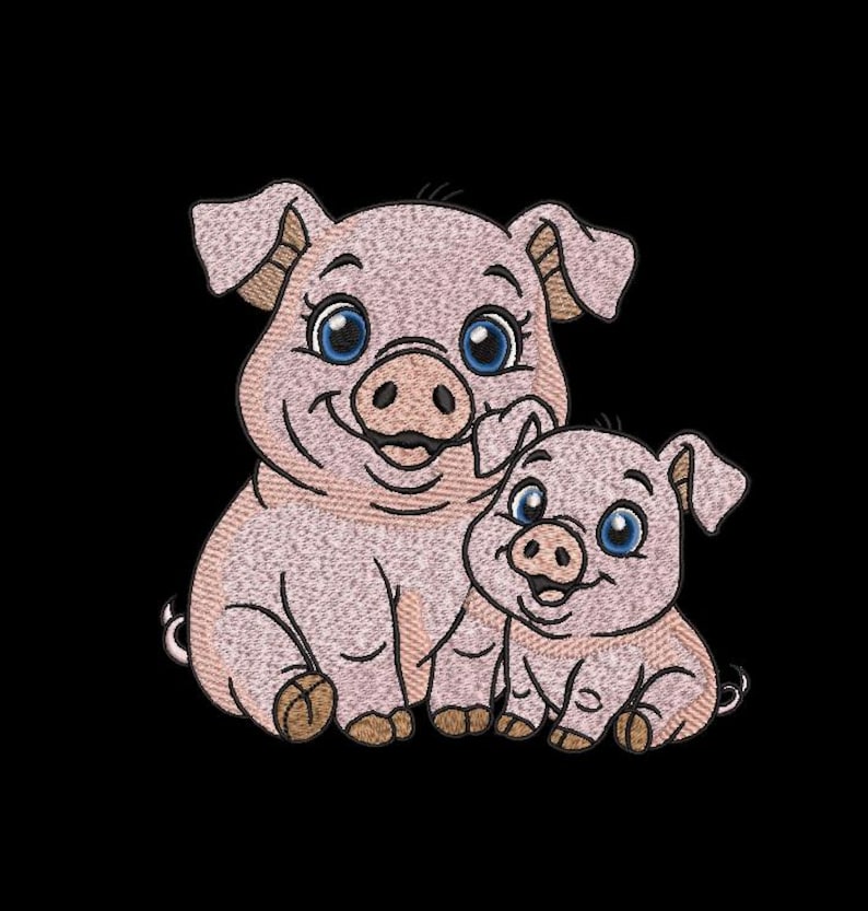 Baby Pig Embroidery Design: Piglet and Mam, 5 Sizes (digital File) - Etsy