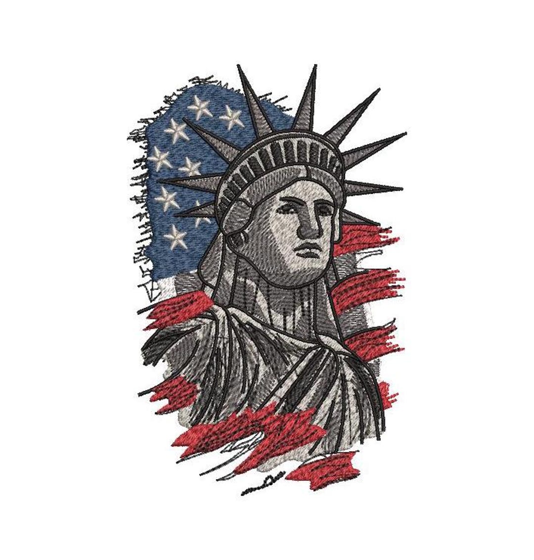 July 4 Liberty Statue of Liberty Machine Embroidery Design Lady Liberty ...
