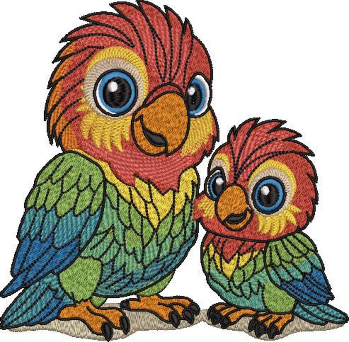 Baby Parrot Embroidery Design: Chick and Mam, 5 Sizes (digital File) - Etsy