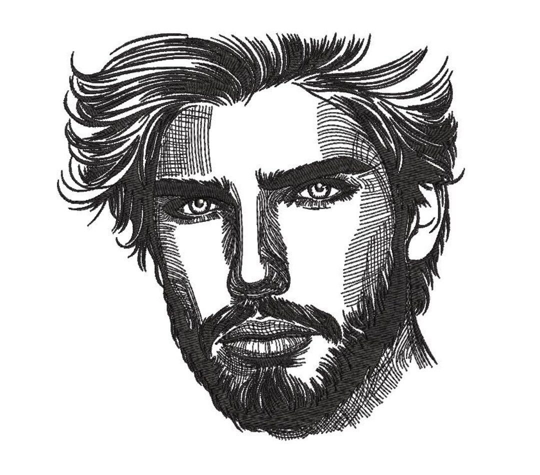 Man's Face Machine Embroidery Design: 3 Sizes (instant Download) - Etsy
