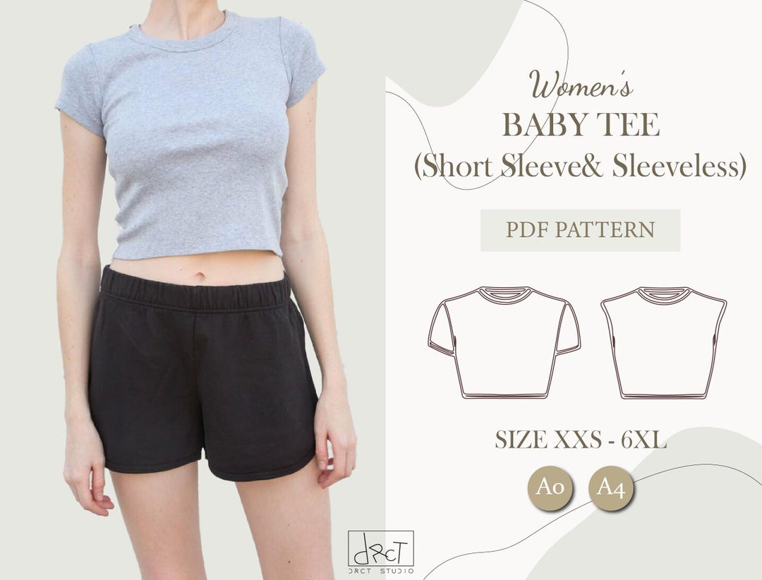 Women’s Baby Tee Sewing Pattern | PDF Digital Download | XXS–6XL ...