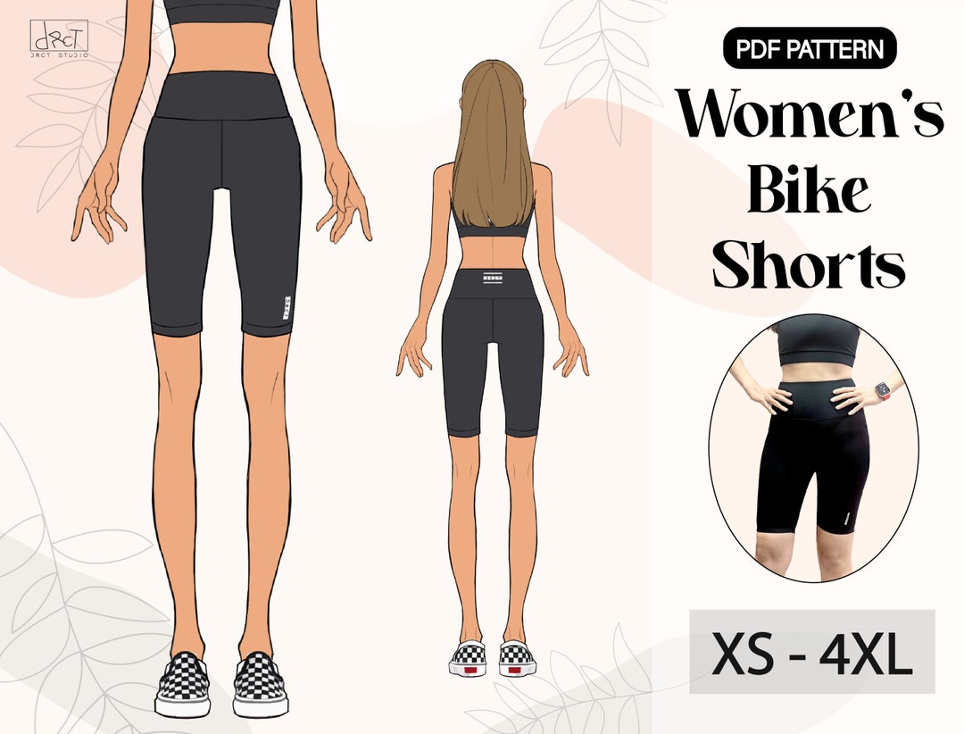 High Waist Bike Shorts Sewing Pattern (XS–4XL) (PDF Digital Download ...