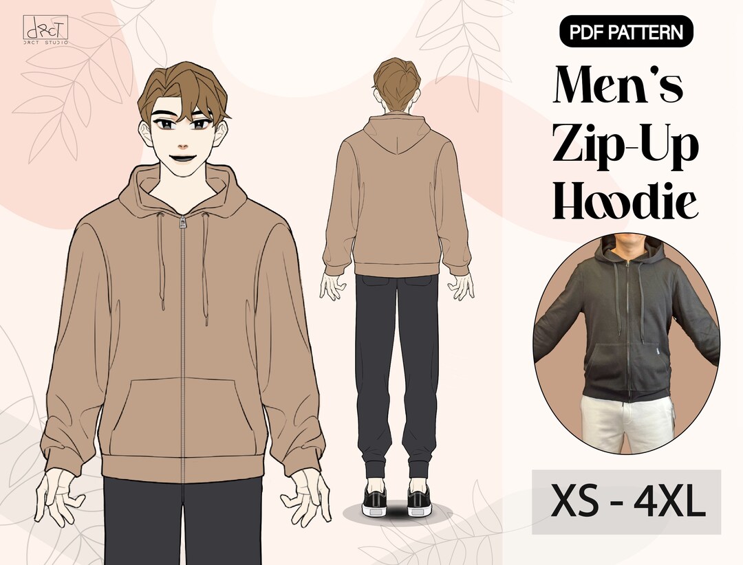 Men’s Hoodie Sewing Pattern | XS–4XL | Kangaroo Pocket | A4/A0 PDF ...