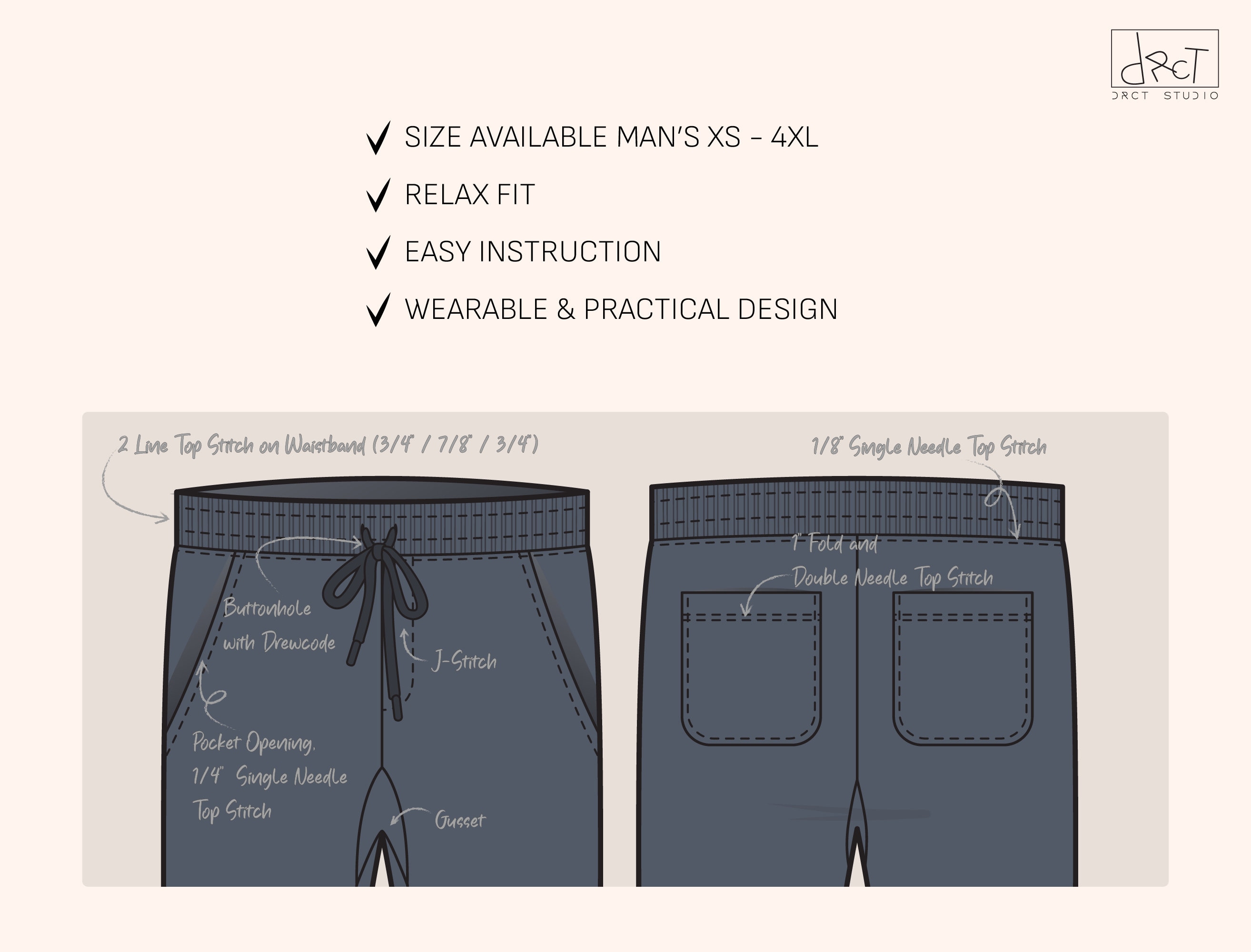 Men's Relaxed Fit Jogger Sewing Pattern (XS-4XL) (A4/A0 PDF) - Etsy