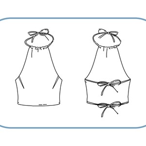 A4 /A0 Women's Halter Top Sewing Pattern XXS-6XL Crop Top Halter Neck ...