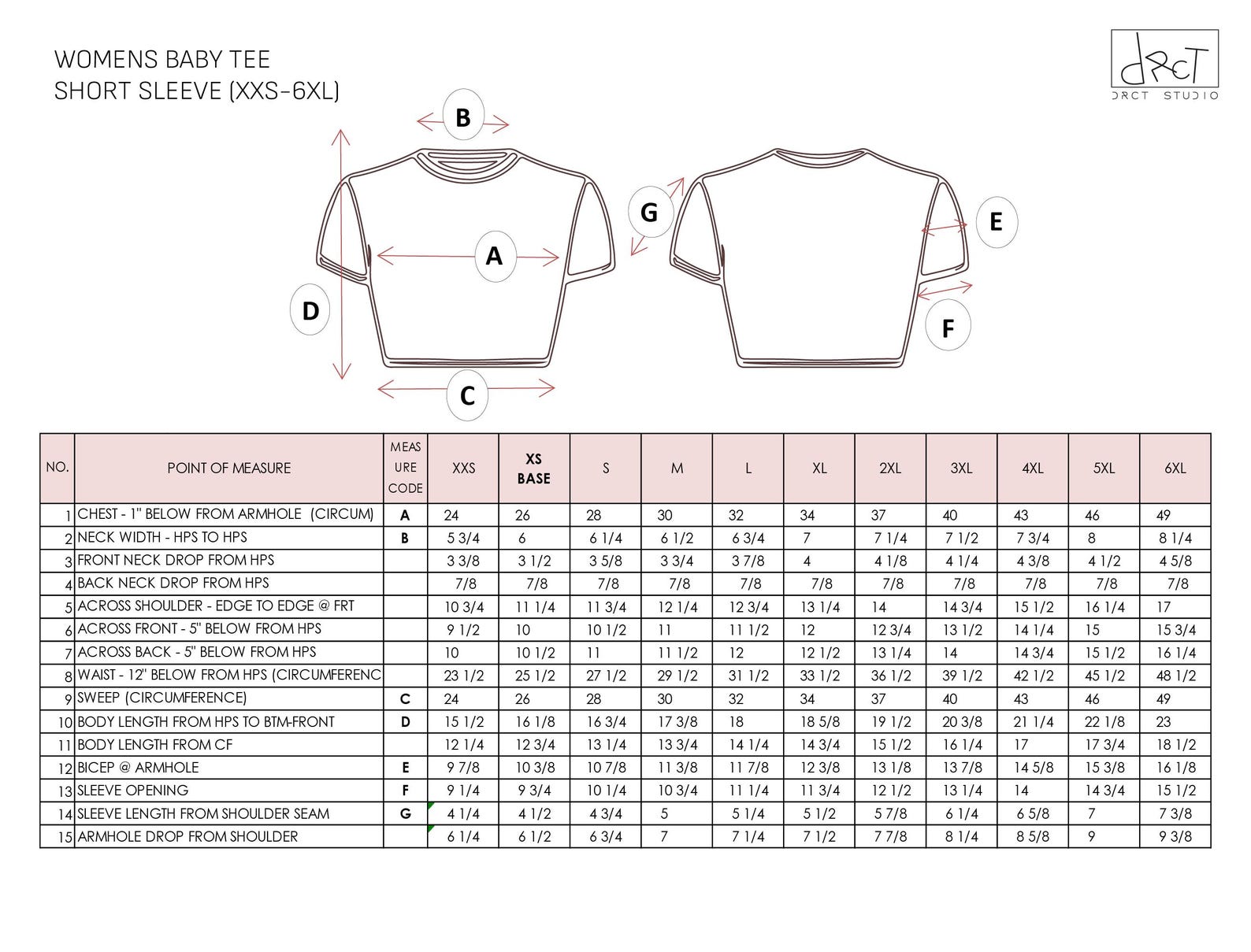 Women’s Baby Tee Sewing Pattern | PDF Digital Download | XXS–6XL ...