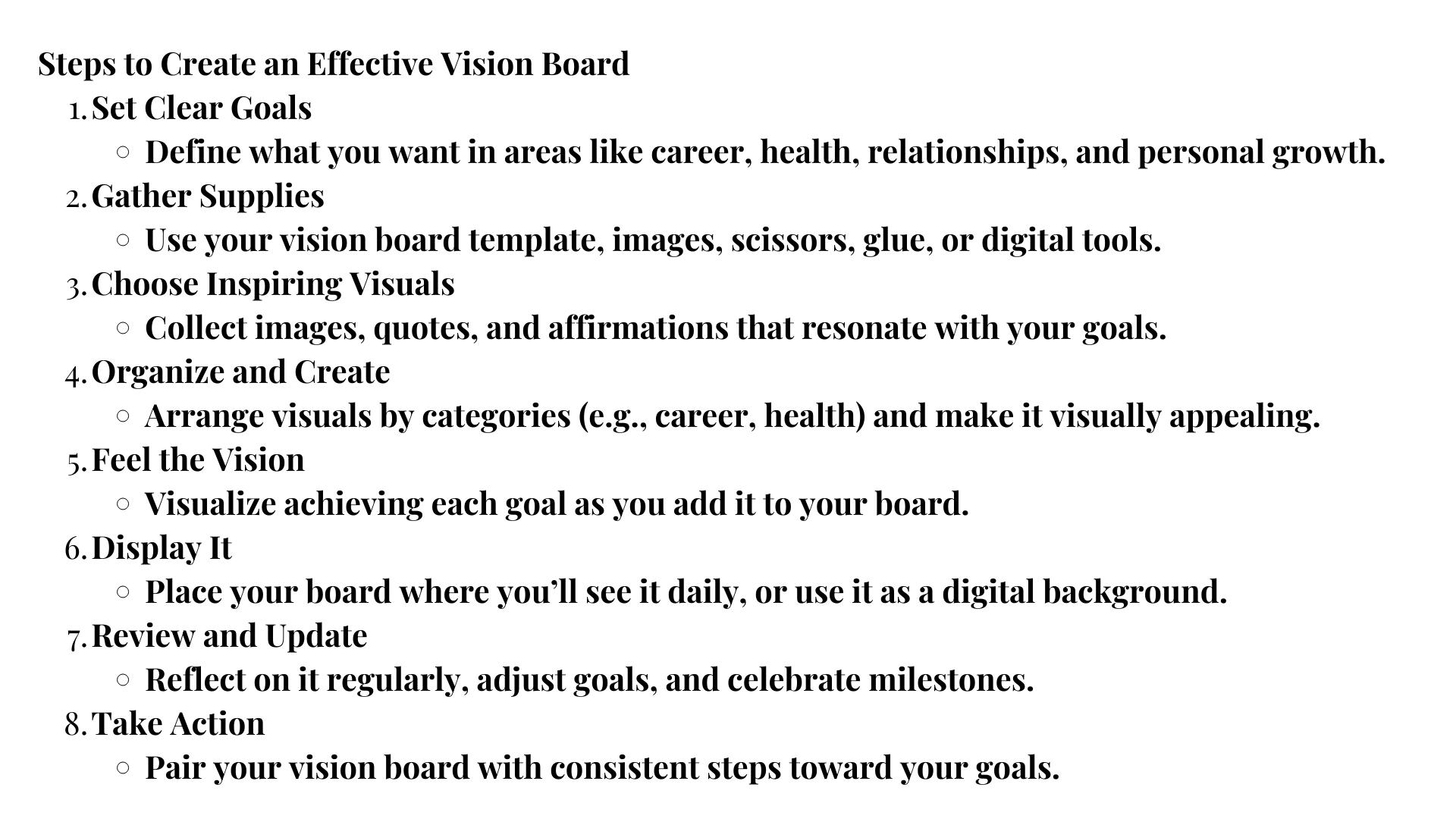 Printable Vision Board Template for Manifestation | Goal-setting Vision ...