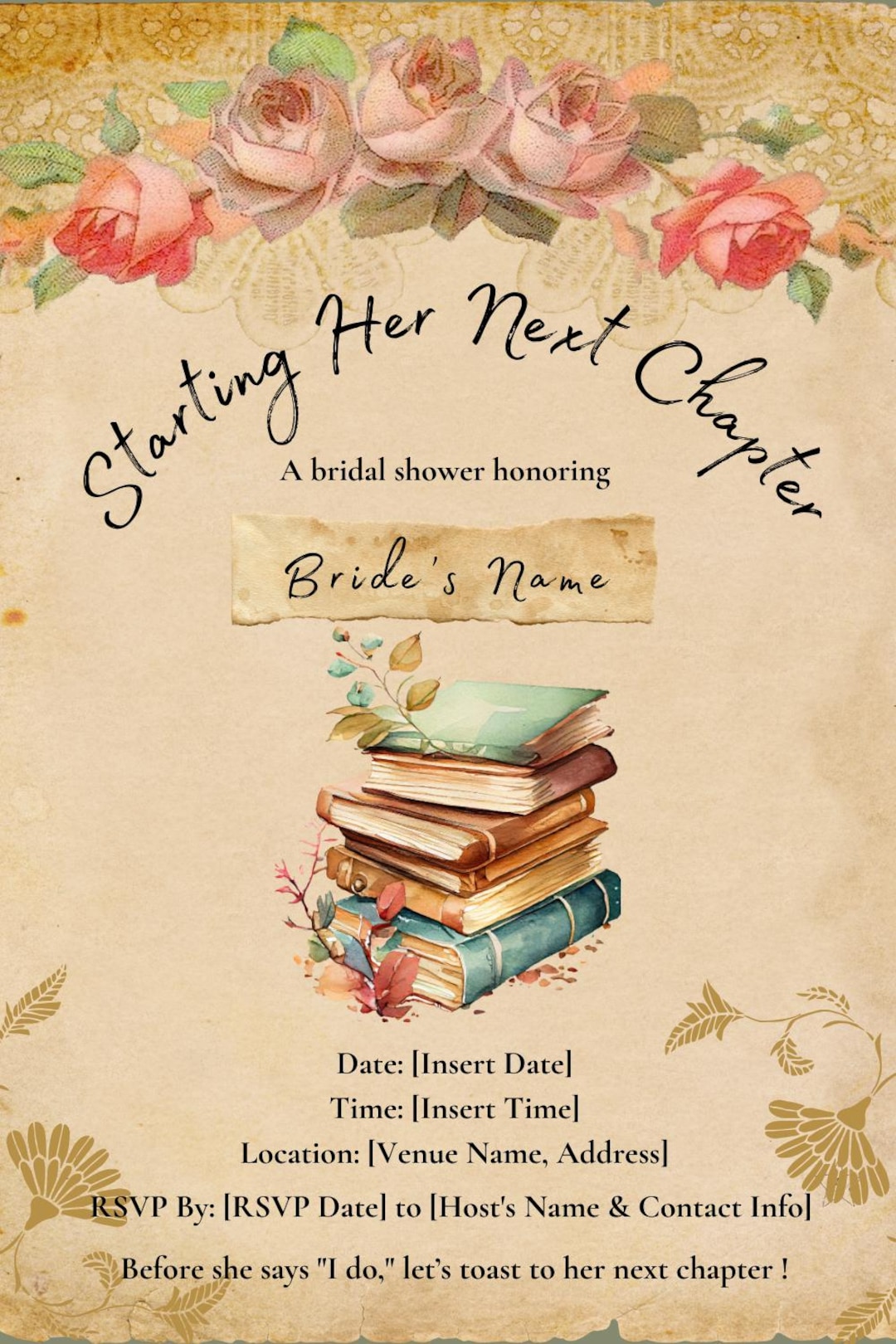 Book-themed Bridal Shower Invitation | Starting Her Next Chapter ...