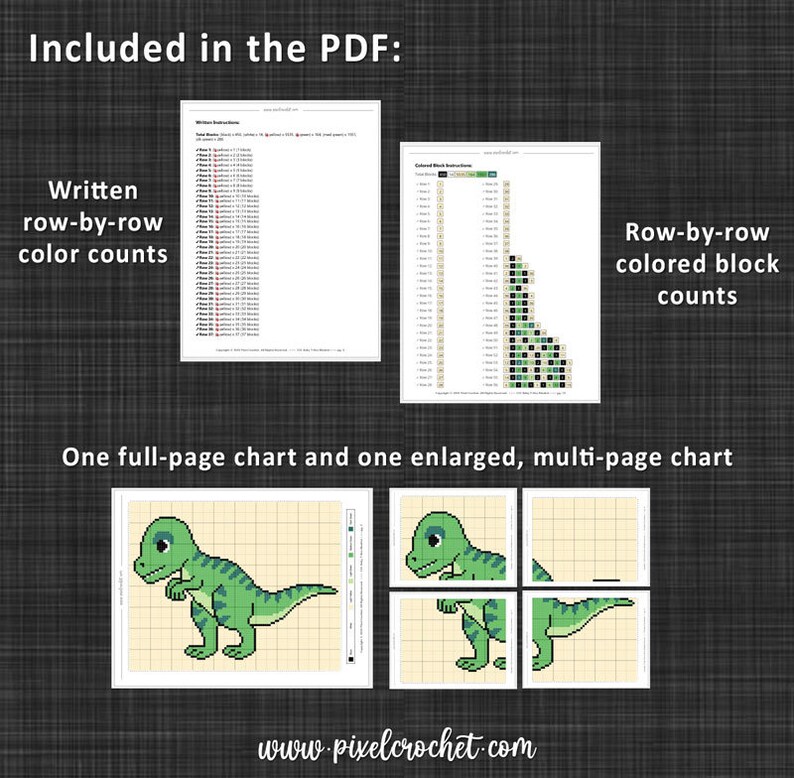 C2C Tyrannosaurus Rex T-rex Blanket Crochet Pattern - Etsy