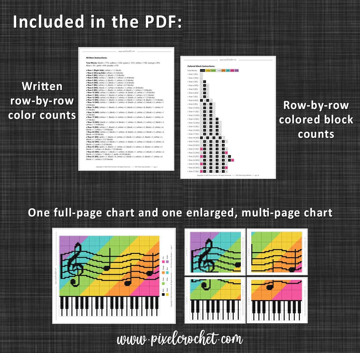 C2C Piano Keys Blanket Crochet Pattern - Etsy