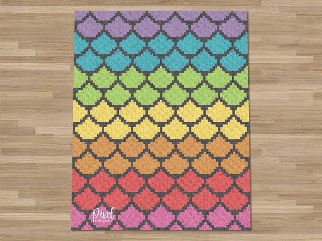 C2C Rainbow Mermaid Scales Blanket Crochet Pattern - Etsy