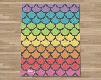 Simple Mermaid Scales Crochet Blanket Pattern C2c, Cross Stitch Graph ...