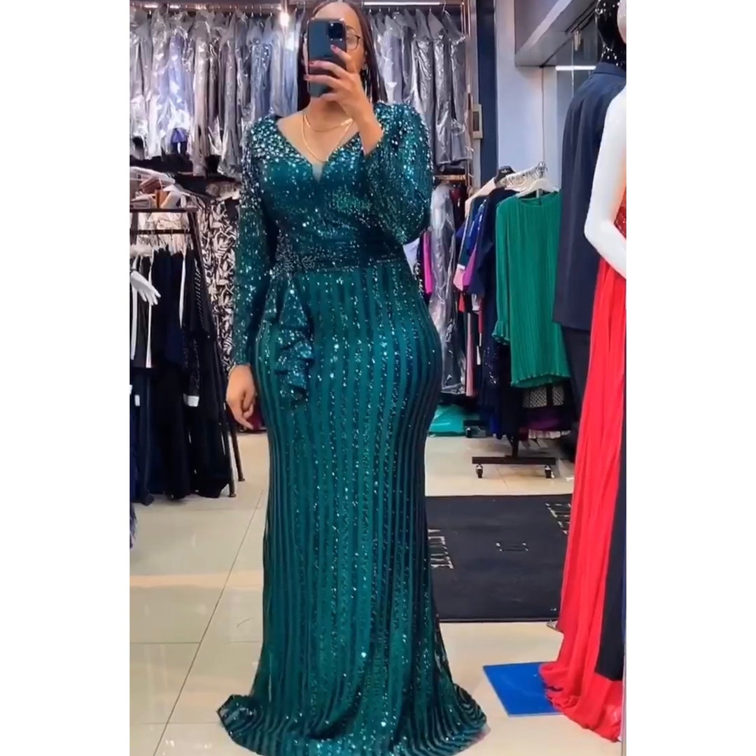 Green Sequin Dress AFRICAN Abaya BODYCON Dress Unique - Etsy