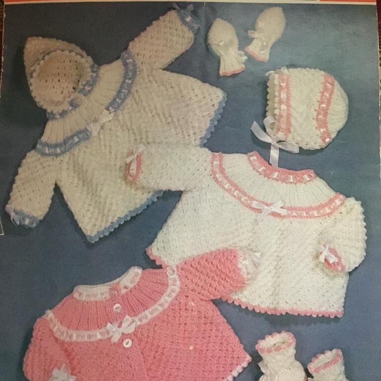 Vintage Baby Knitting Pattern, PDF Instant Download Baby Knits, Front ...