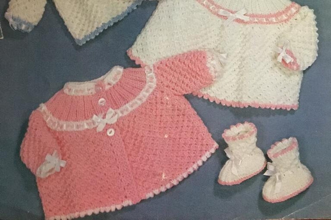 Vintage Baby Knitting Pattern, PDF Instant Download Baby Knits, Front ...