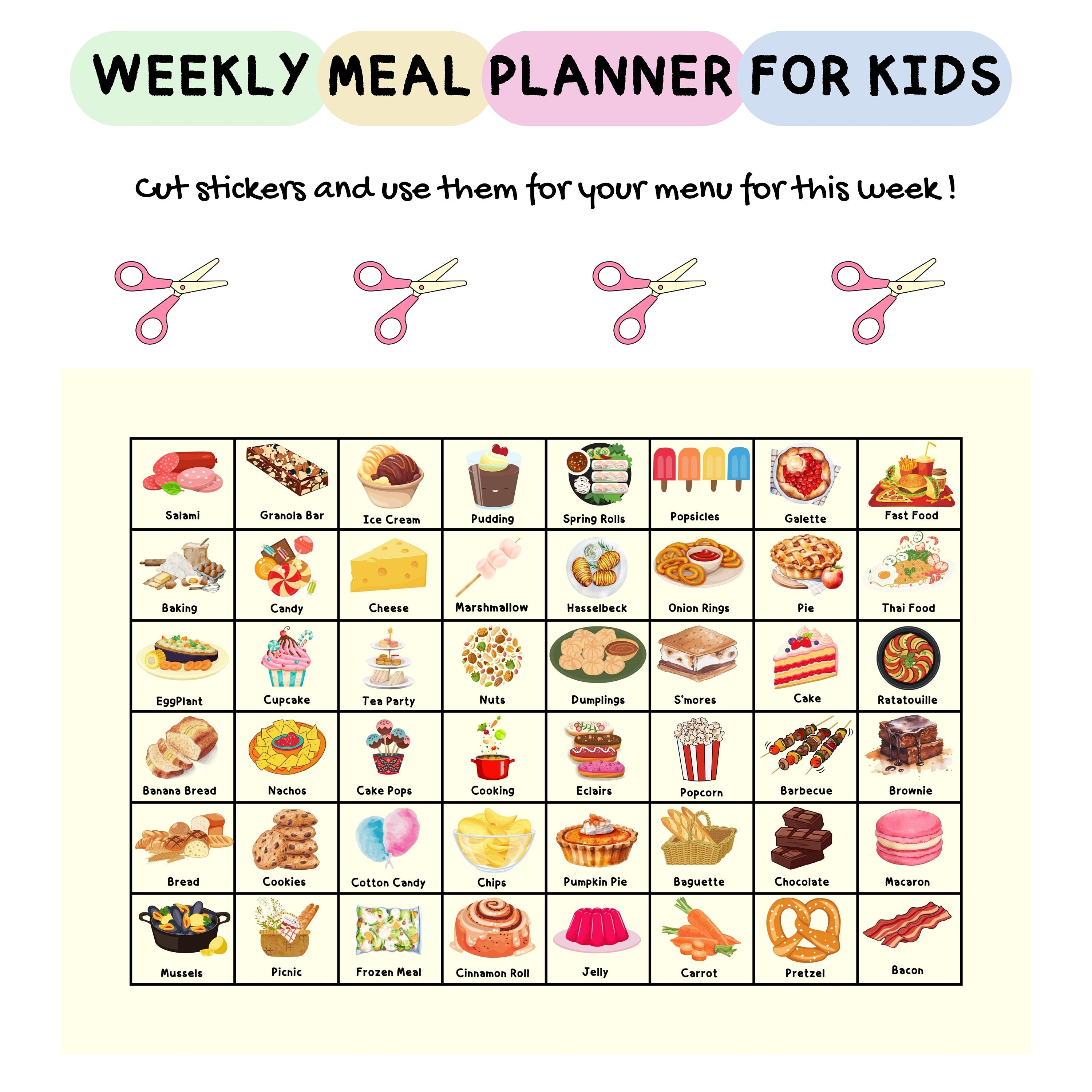 Kid Meal Planner Food Diary Meal Menu Printable for Kid Food Journal ...