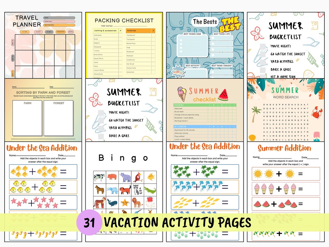 Road Trip Activity Busy Sheet Printable Summer List Kid Bucket List ...