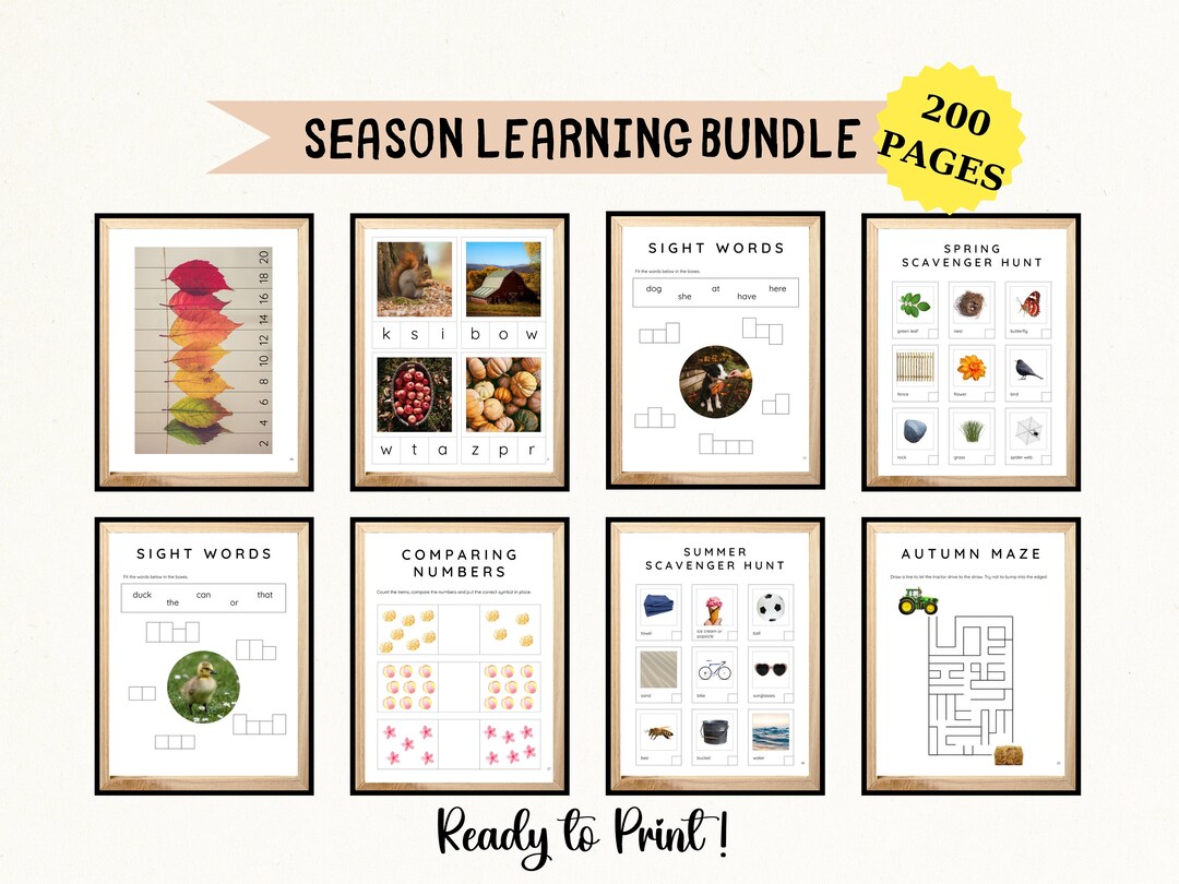 Printable Season Learning Kid Season Greetings Bundle Set Learning ...