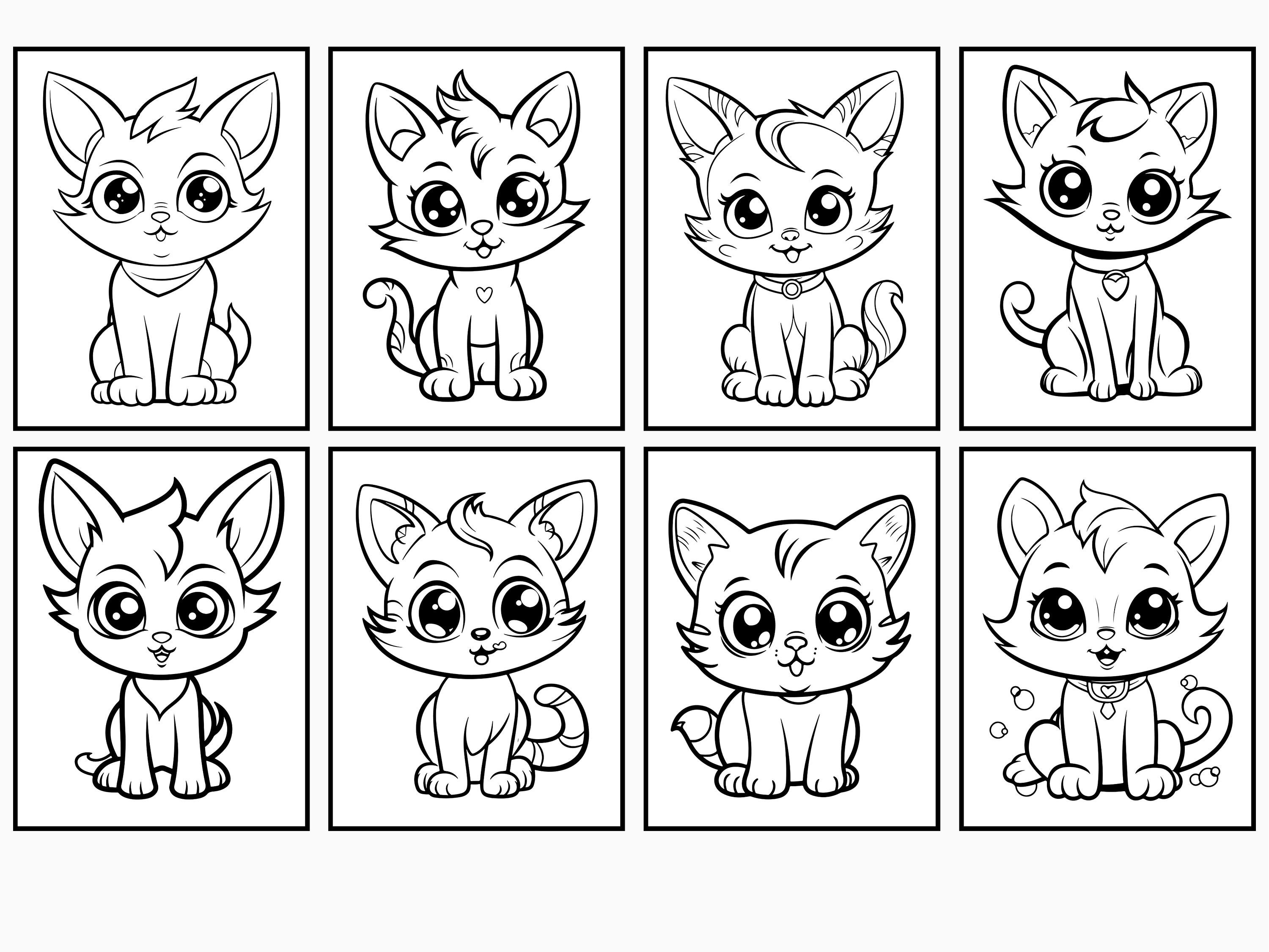 Cat Color Pages Easy Color Book Cat Kid Color Pages Simple Color Learn ...