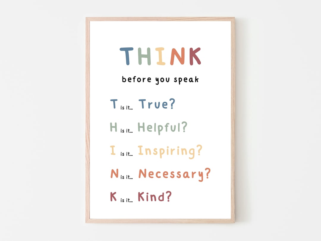 Think Before You Speak Poster Therapy Work Poster Classroom Rule ...