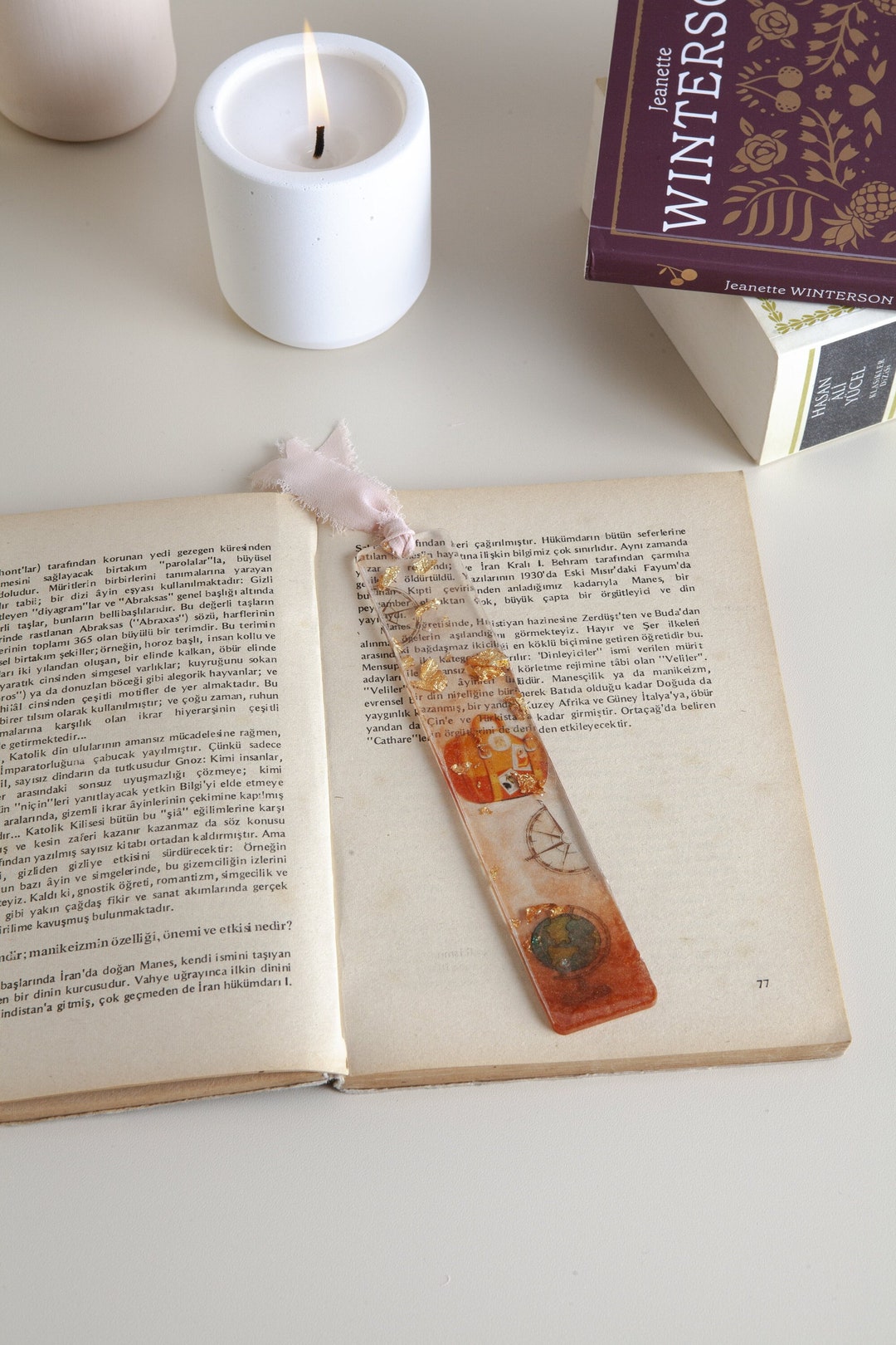 Epoxy Bookmark With Compass Pattern Handmade Bookmark Unique - Etsy