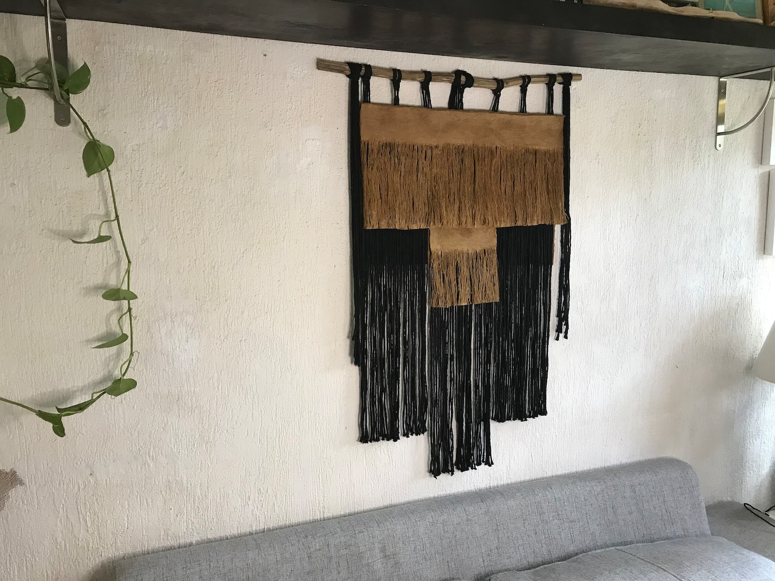 PALENQUE. Wall Hanging. Textile Art. Cotton and Macrame. Bark Amate ...