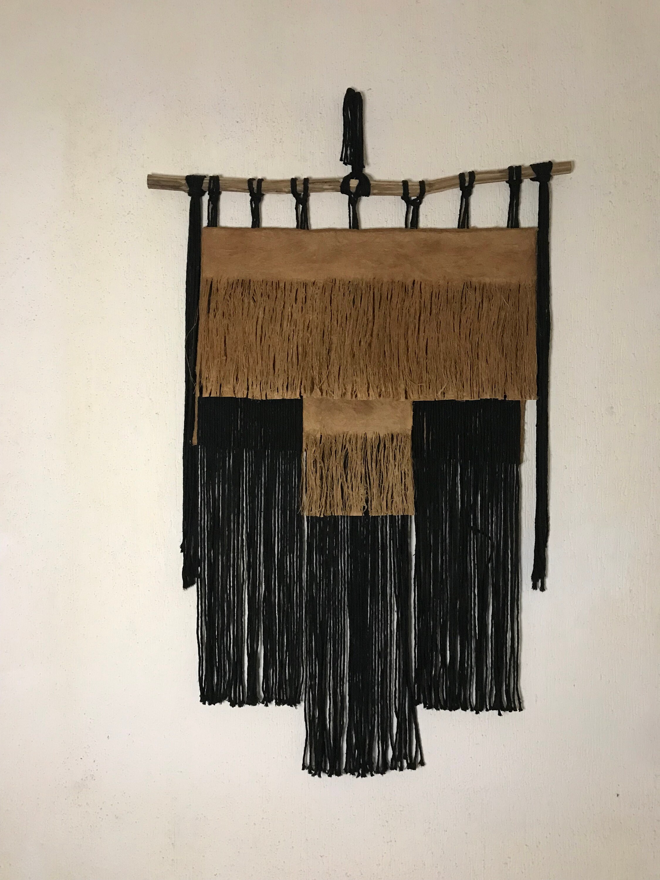 PALENQUE. Wall Hanging. Textile Art. Cotton and Macrame. Bark Amate ...