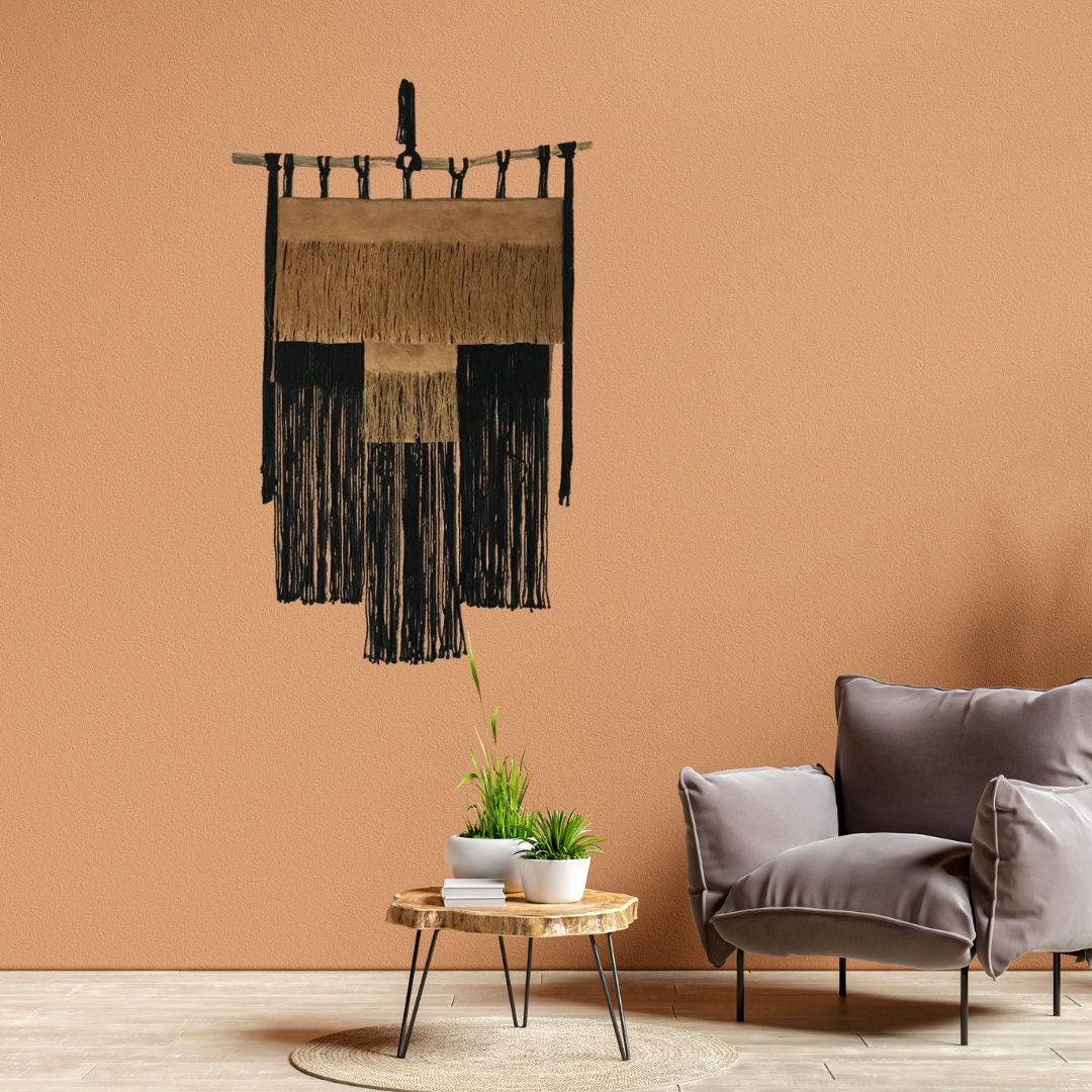 PALENQUE. Wall Hanging. Textile Art. Cotton and Macrame. Bark Amate ...