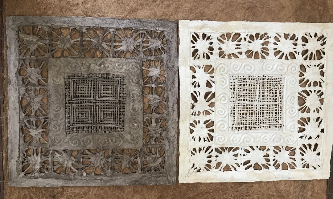 Two Pieces of Amate Paper. Tree Bark Art Fron Mexico. Wall Hanging ...